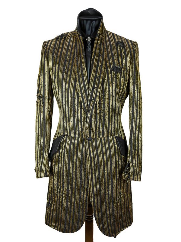 Distressed Gold Striped Frock Coat - Sir Tom Baker